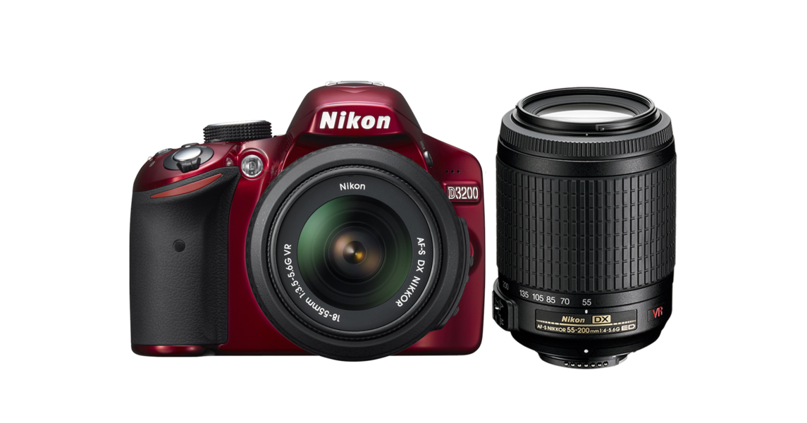 Nikon D3200 Dual Zoom Kit (18-55VR+55-200VR) (red)
